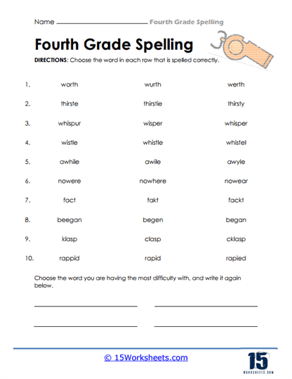 4th Grade Vocabulary Words Worksheets