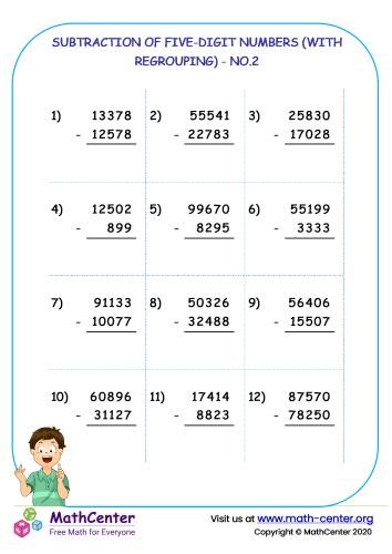 Free 5 digit subtraction with regrouping worksheet, Download Free 5 digit subtraction with ...