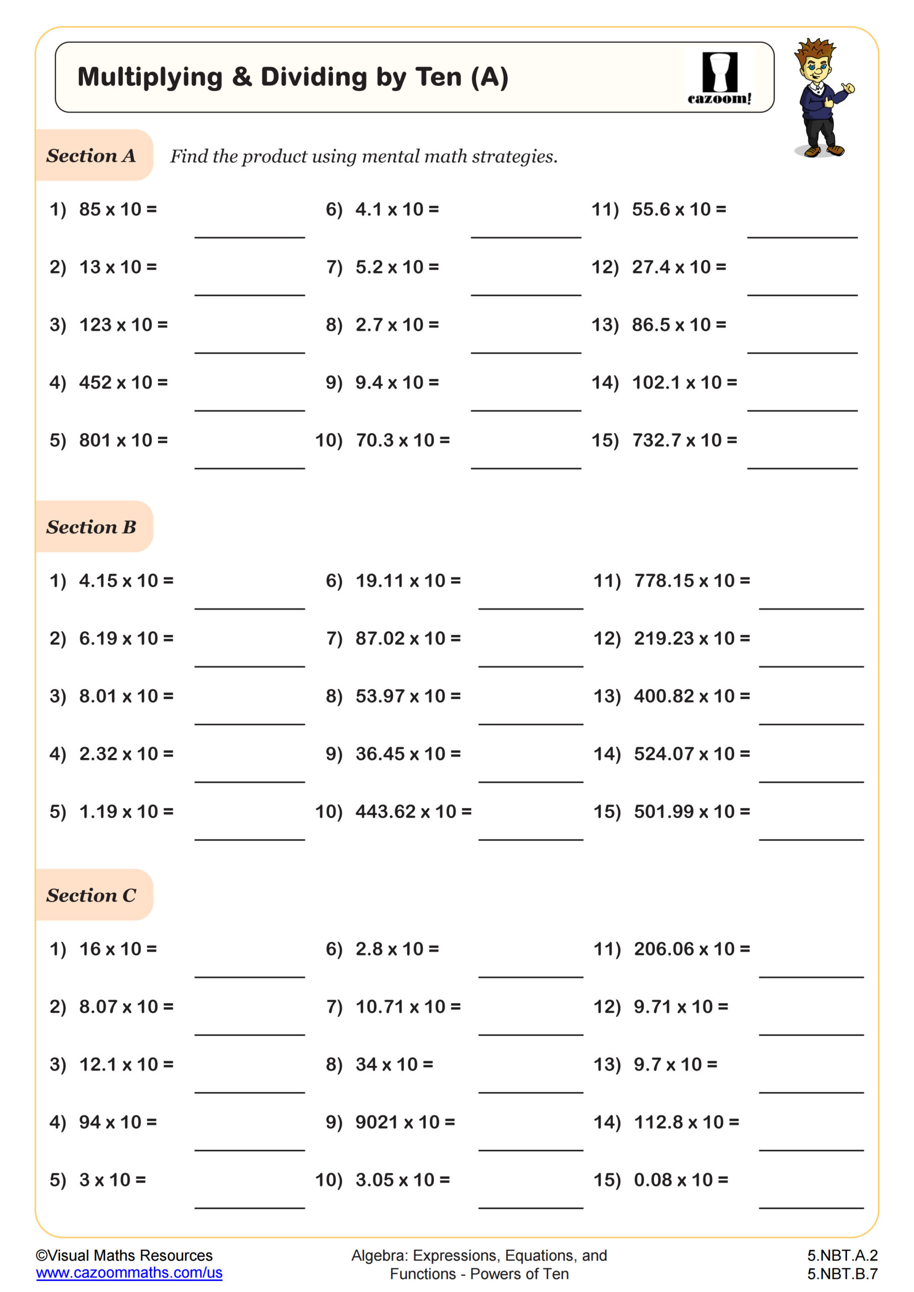 5 Nbt 2 Worksheets