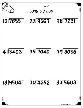 Long Division Worksheets - 4.NBT.B6 and 5.NBT.B6 - Worksheets Library