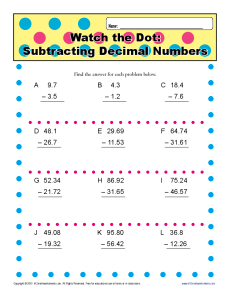 Subtracting Decimal Numbers | 5th Grade Math Worksheets - Worksheets ...