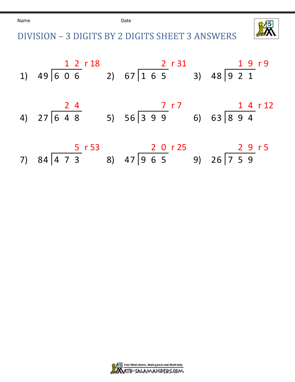 Long Division Worksheets for 5th Grade - Worksheets Library