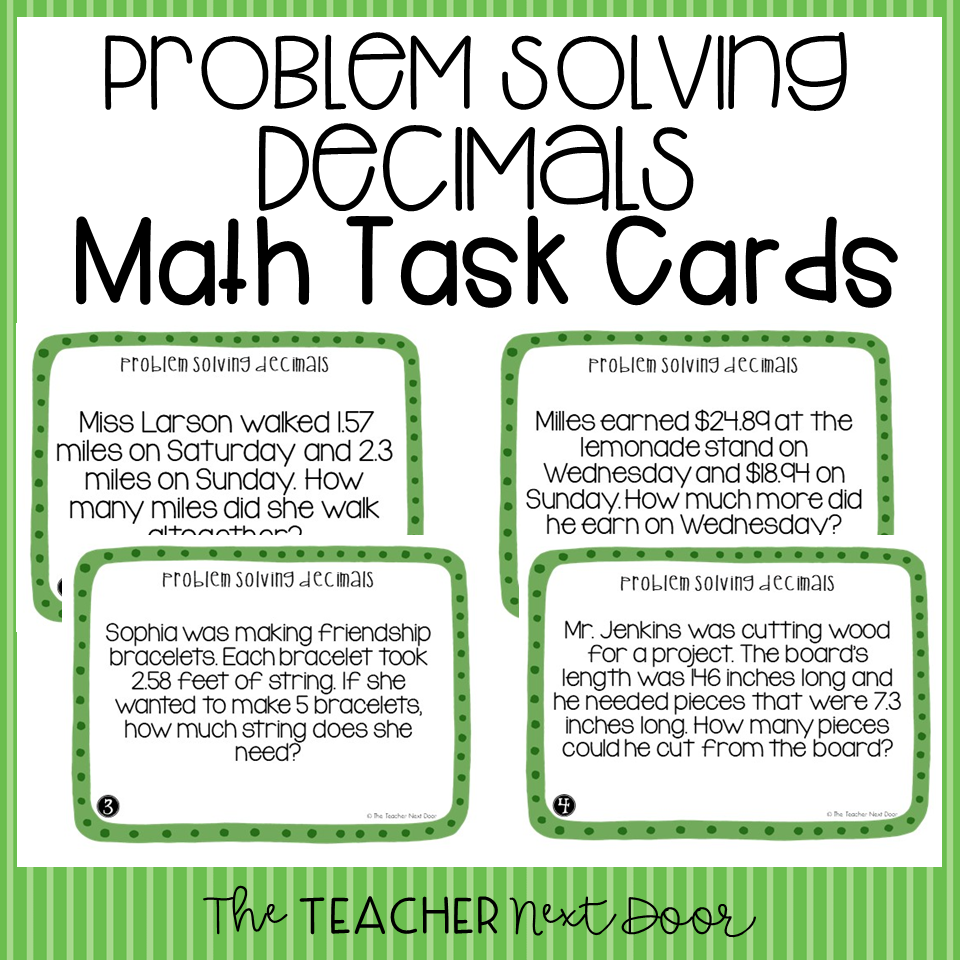 5th Grade Problem Solving Decimals Task Cards | Decimals Word ...