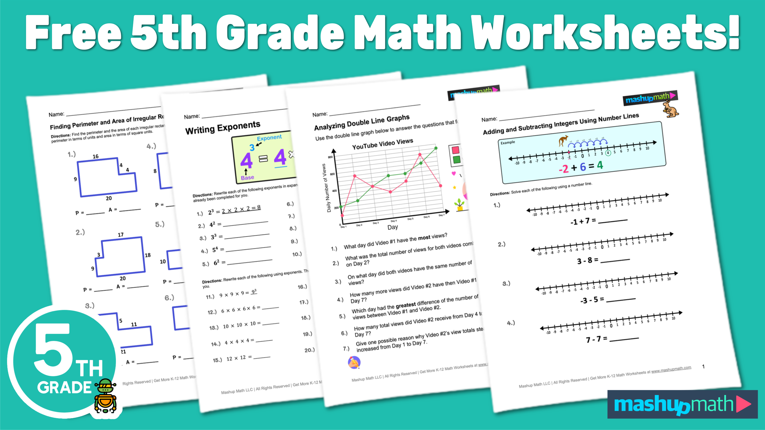 Free Printable 5th Grade Math Worksheets (with Answers!) — Mashup Math ...