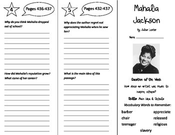 Mahalia Jackson Trifold - Reading Street 5th Grade Unit 3 Week 4 ...