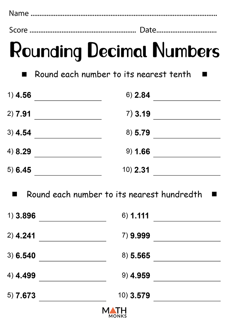 Decimals Worksheets - Math Monks - Worksheets Library