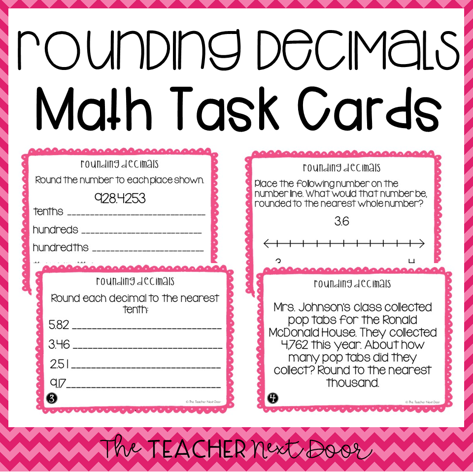 5th Grade Rounding Decimals Task Cards | Rounding Decimals Center ...