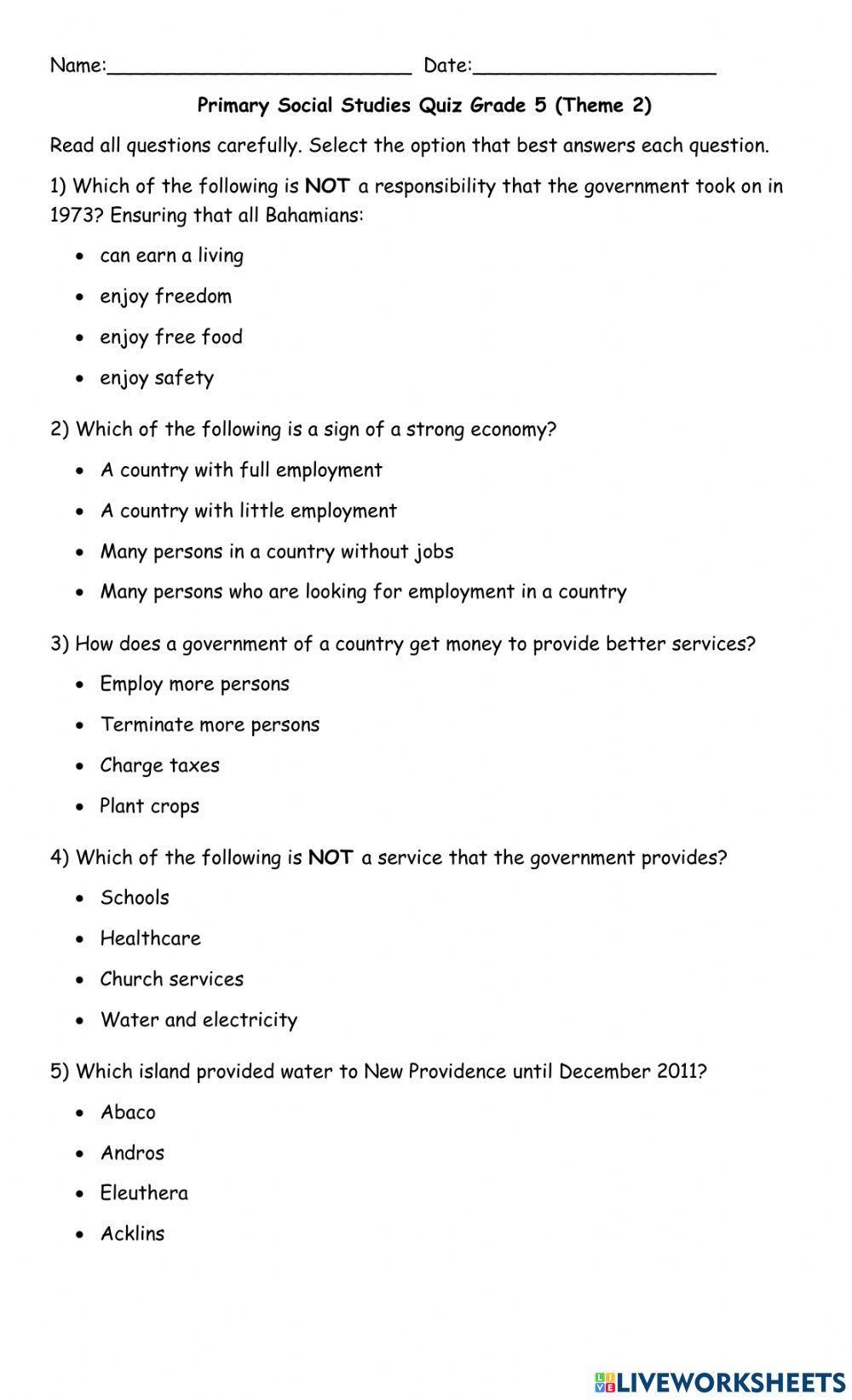 Free 5th Grade Social Studies Worksheet With Answer Key Download Free Free 5th Grade Social Studies Worksheet With Answer Key Download Free