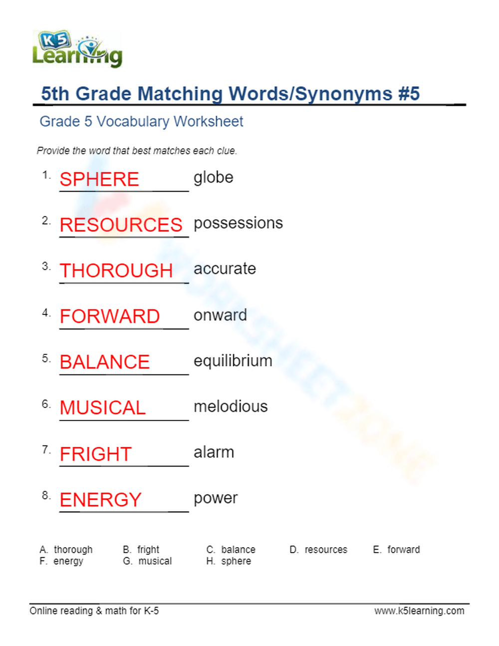 5th Grade Synonyms Worksheet Synonyms And Antonyms Worksheets In Print