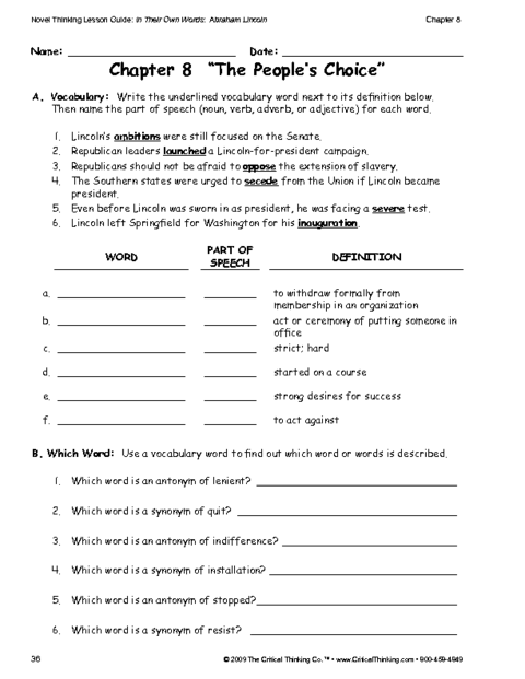 Critical Thinking Worksheet Grades 6-8: Vocabulary | Education World ...