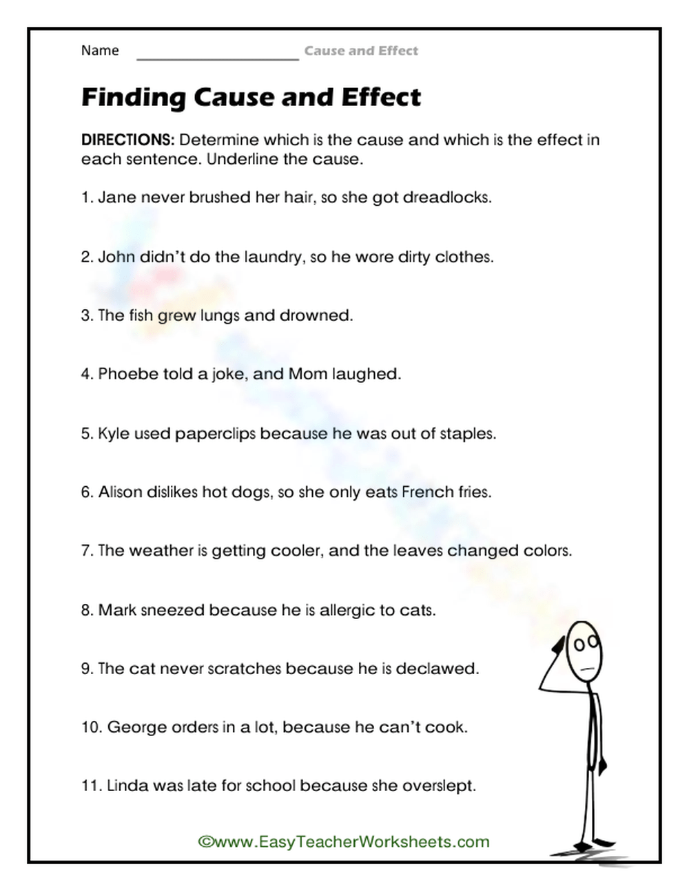 Finding Cause And Effect Worksheet Worksheets Library