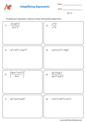 Exponents Worksheets - Grade 6 to 8 - Math Fun Worksheets - Worksheets ...