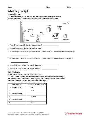 What Is Gravity? Printable (6th - 12th Grade) - TeacherVision ...