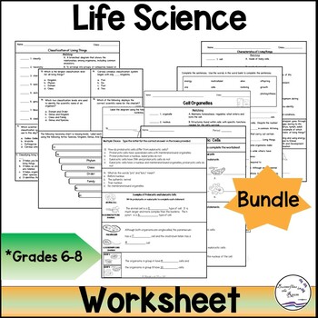 Life Science Worksheet Bundle | 6th Grade - Worksheets Library