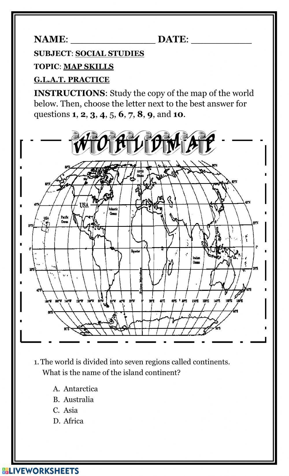 Map Skills Worksheet Live Worksheets Worksheets Library Map Skills Worksheet Live Worksheets Worksheets Library