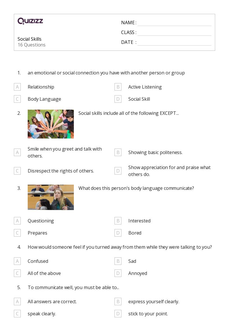 50+ Social Skills worksheets for 6th Grade on Quizizz | Free ...