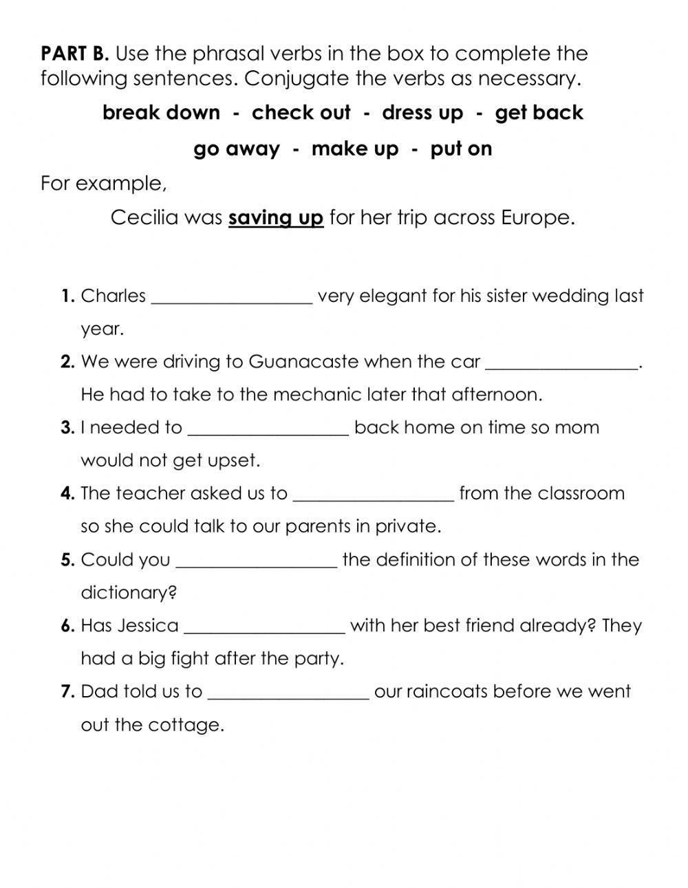 Phrasal Verbs Online Exercise For Grade 6 Live Worksheets Phrasal Verbs Online Exercise For Grade 6 Live Worksheets