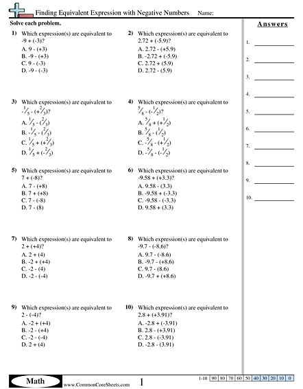 7.ns.1c Worksheets | Free - CommonCoreSheets - Worksheets Library