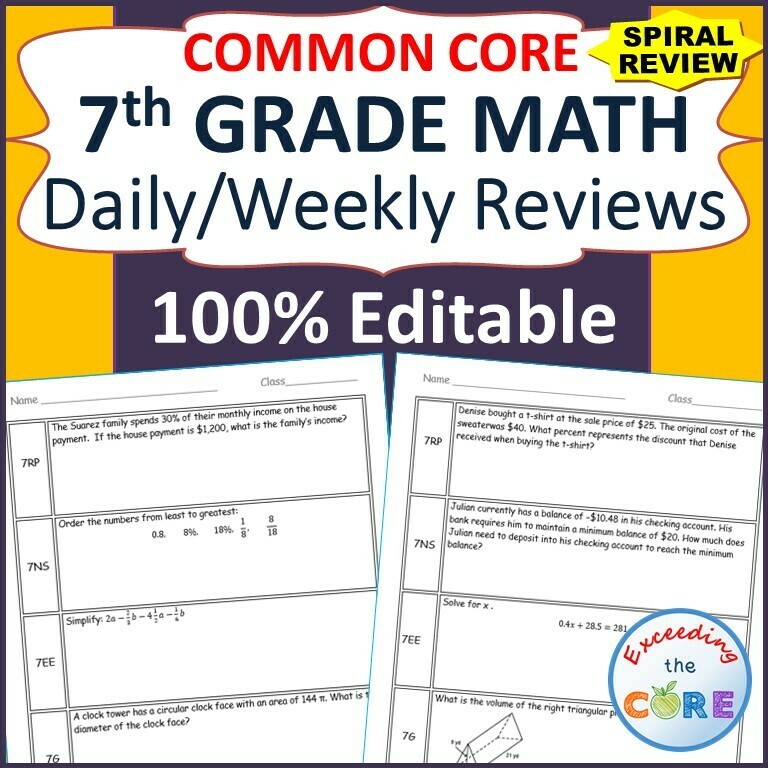 7th Grade Common Core Math Worksheets - Worksheets Library