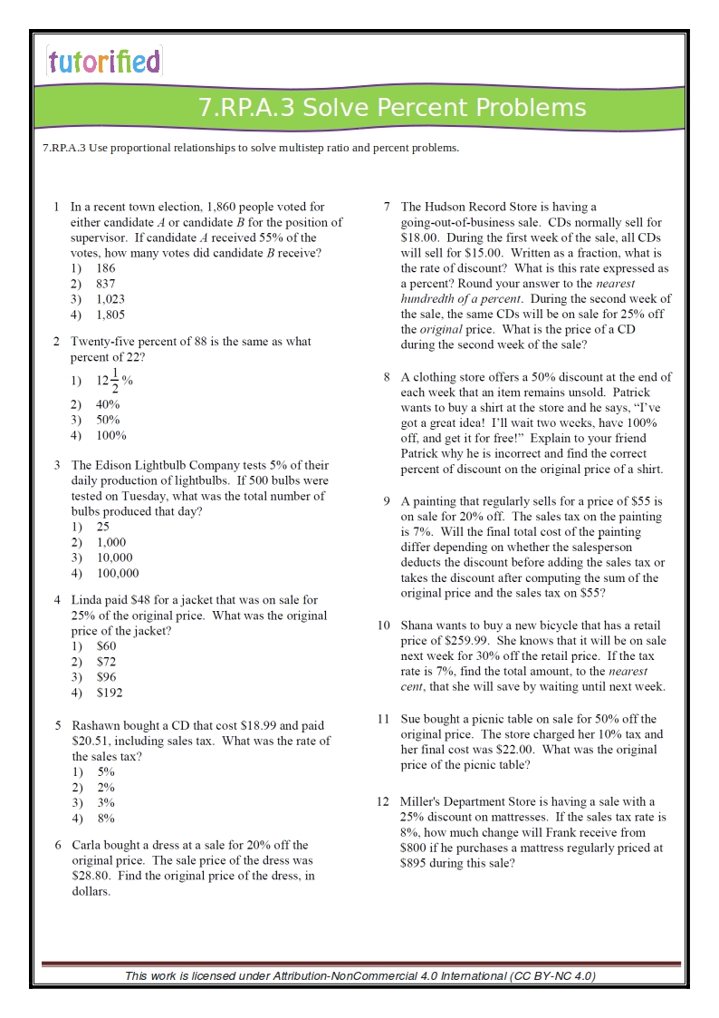 7th Grade Common Core Math Worksheets - Worksheets Library