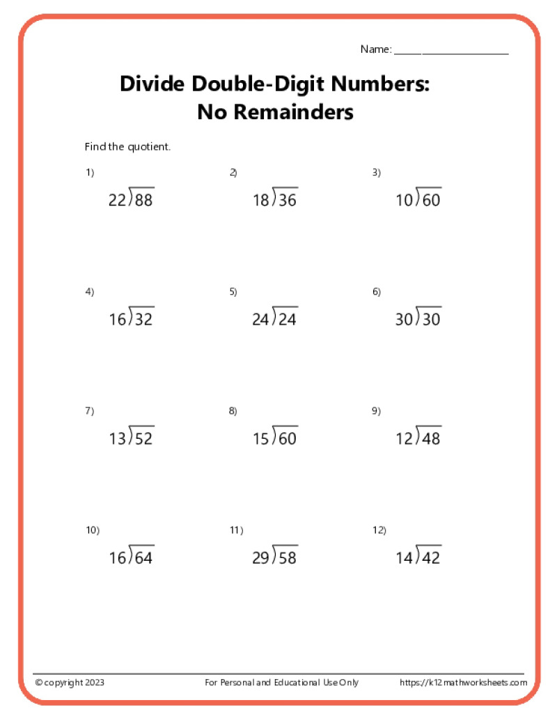 Division Worksheets - K12 Math Worksheets - Worksheets Library