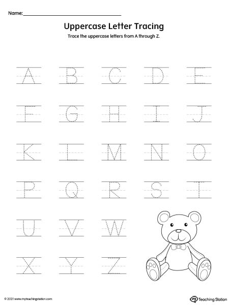 A-Z Alphabet Letter tracing Worksheet - Alphabets Capital Letters ... - Worksheets Library