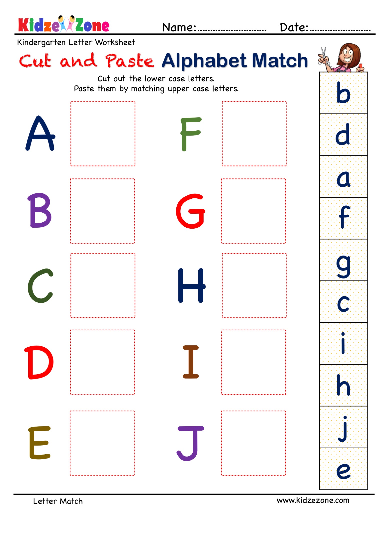 Alphabet Letter Matching Task | Lower Case | Worksheet - Worksheets Library
