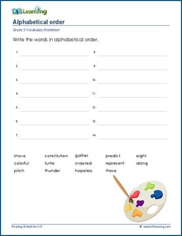Write words in alphabetical order | Worsheets library - Worksheets Library