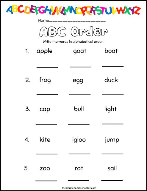 Free Alphabetizing Worksheets: ABC Order Made Easy! - Worksheets Library