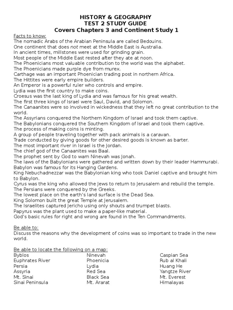 Abeka 5th Grade History-Geography Test 2 Study Guide-3 | PDF ...