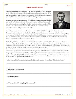 Free abraham lincoln worksheet, Download Free abraham lincoln worksheet ...