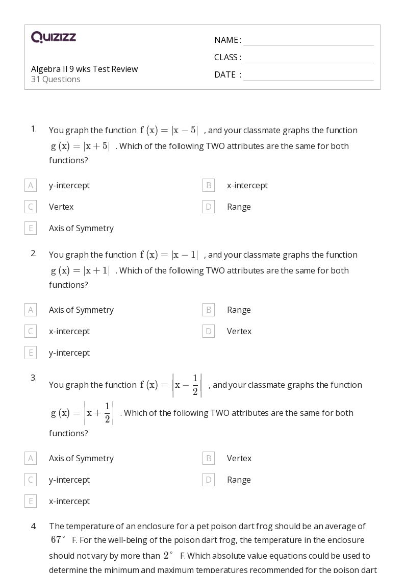 50 Absolute Value Equations Functions And Inequalities Worksheets Worksheets Library