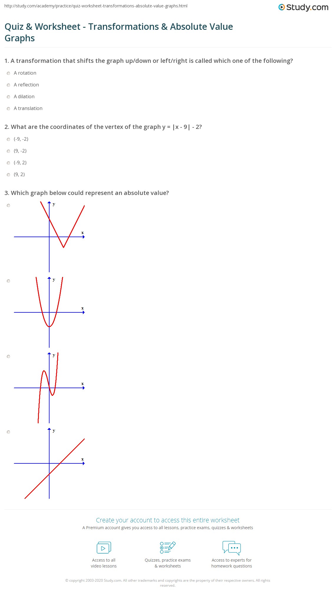 Free Absolute Value Transformation Worksheet Download Free Absolute Value Transformation