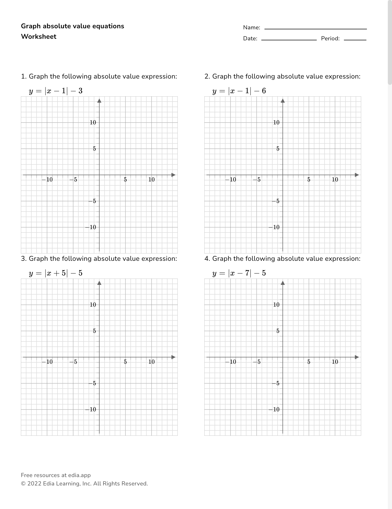 Free Absolute Value Transformation Worksheet Download Free Absolute Value Transformation
