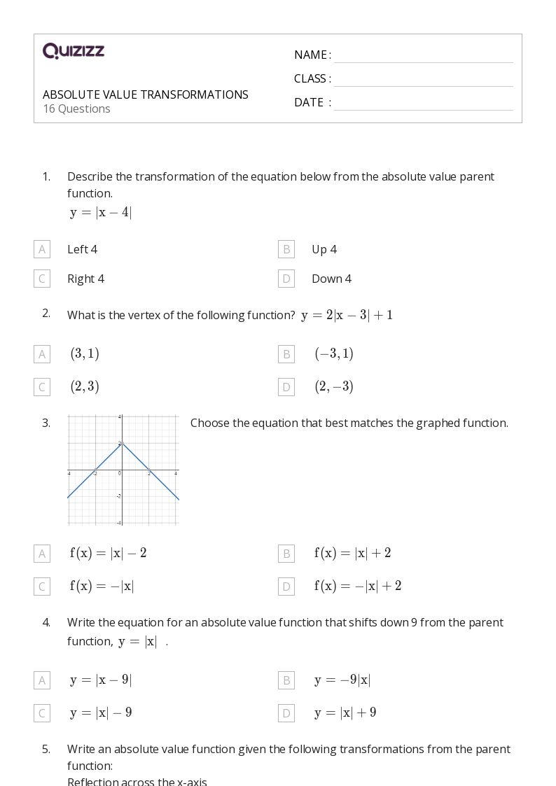 Free Absolute Value Transformation Worksheet Download Free Absolute Value Transformation