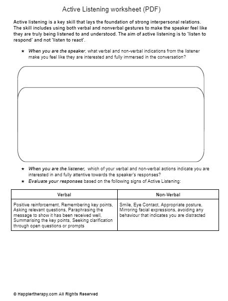 Free active listening skills worksheet, Download Free active listening ...