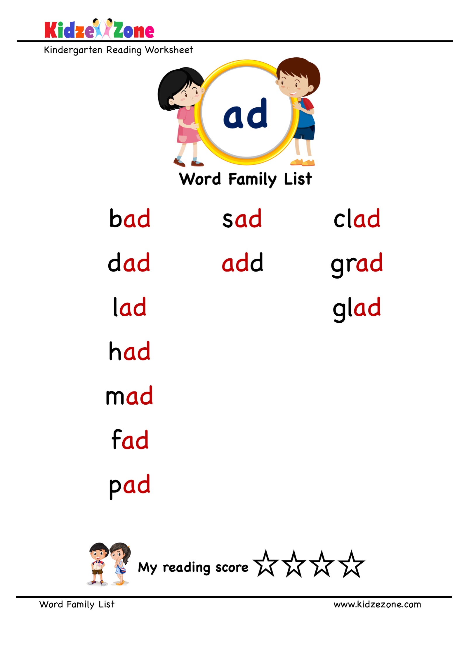 English General Preschool Ad Word Family Worksheet 3 WWF English General Preschool Ad Word Family Worksheet 3 WWF