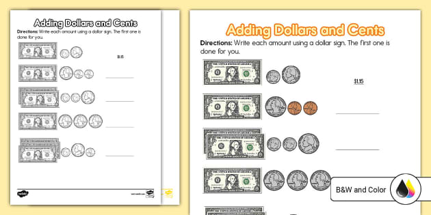 Adding Money Worksheet | Financial Literacy | Twinkl USA - Worksheets ...