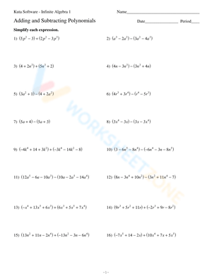 Free add and subtract polynomials worksheet, Download Free add and ...