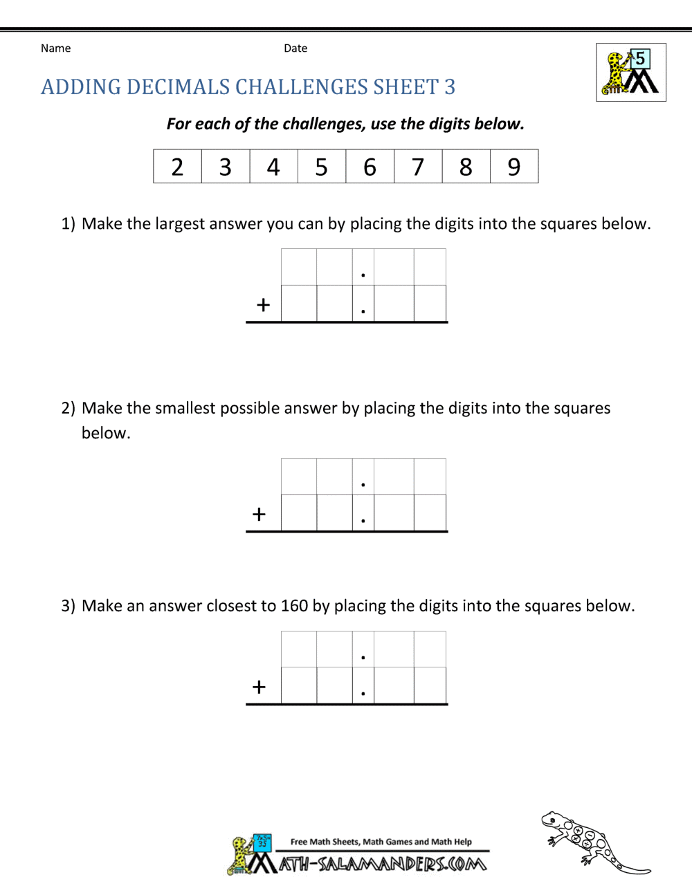 Free add decimals worksheet, Download Free add decimals worksheet png ...