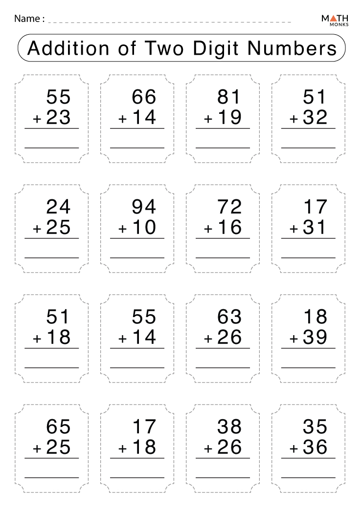 2 Digit Addition Worksheets with Answer Key - Worksheets Library