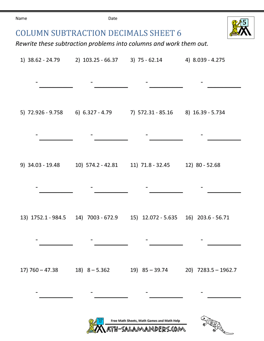 Adding and Subtracting Decimals Worksheets - Math Monks - Worksheets ...