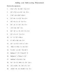 Adding and Subtracting Polynomials worksheets - Worksheets Library