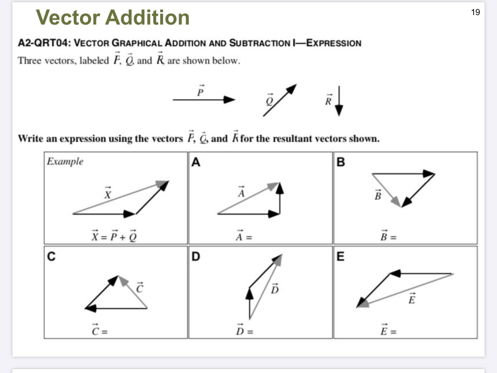 Solved 19 Vector Addition A2 Qrt04 Vector Graphical Worksheets Library