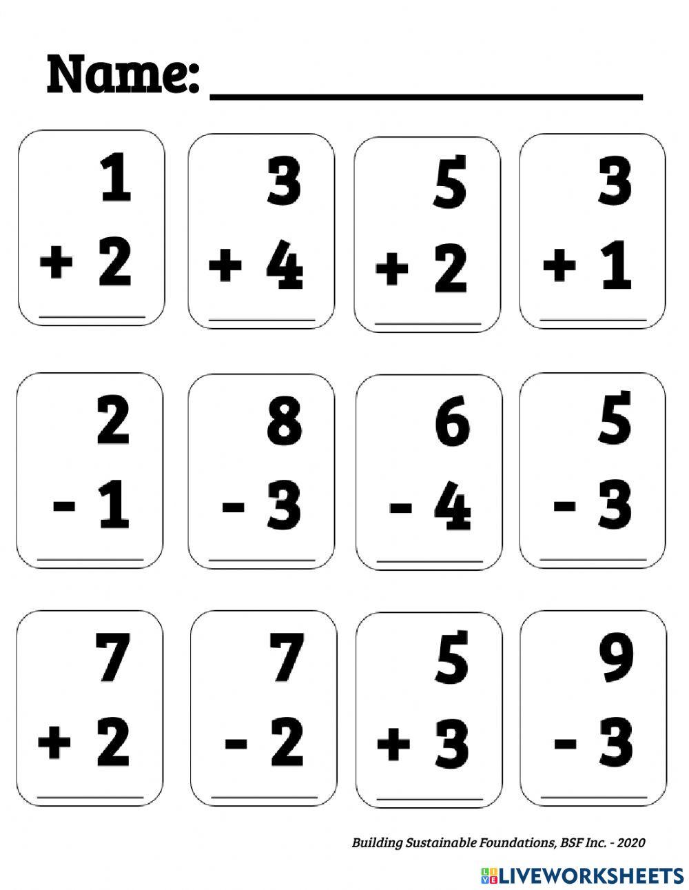 Addition and subtraction 1st grade worksheet | Live Worksheets ...