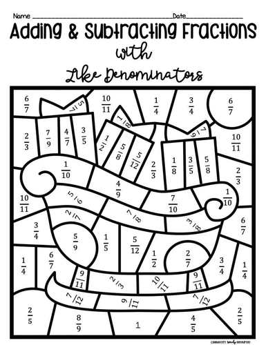 Christmas Adding And Subtracting Fractions With Like Denominators