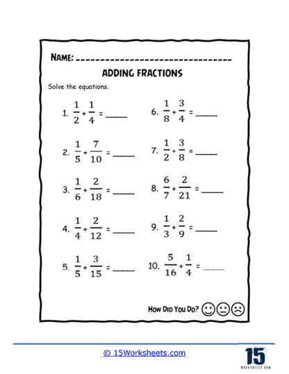 Adding Two Proper Fractions With Equal Denominators Proper