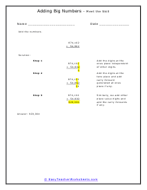 Adding Large Numbers Worksheets - Worksheets Library