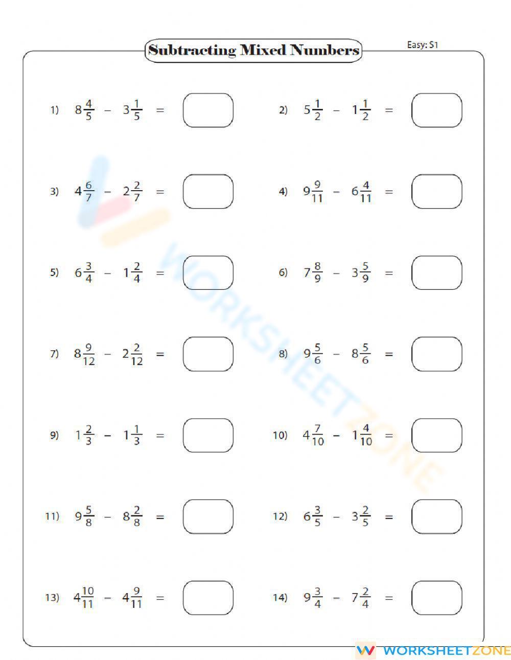 Adding Mixed Numbers 1 Worksheet Worksheets Library