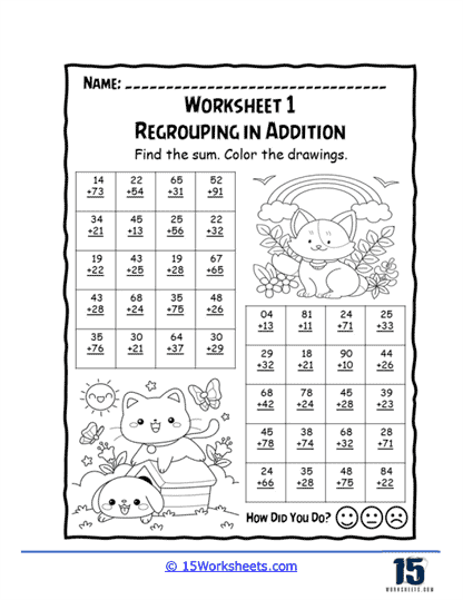 Regrouping in Addition Worksheets - 15 Worksheets.com - Worksheets Library